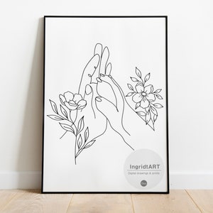 Holding Paw Line Art, Pet Line Art, Dog Wall Art, Minimalist Wall Decor ...