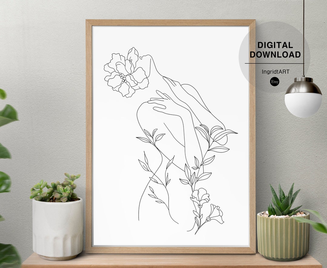 Sensual Love Female Body Line Art, Woman Line Art, Intimate Figure ...