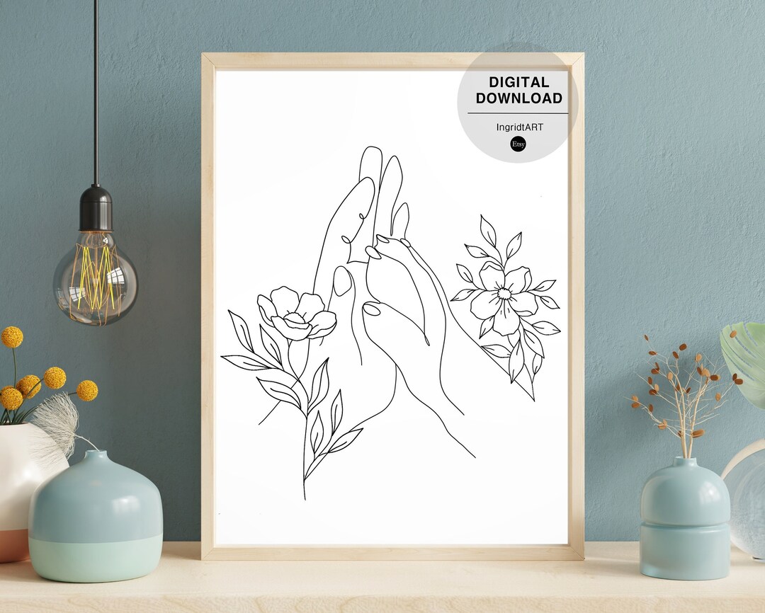 Holding Paw Line Art, Pet Line Art, Dog Wall Art, Minimalist Wall Decor ...