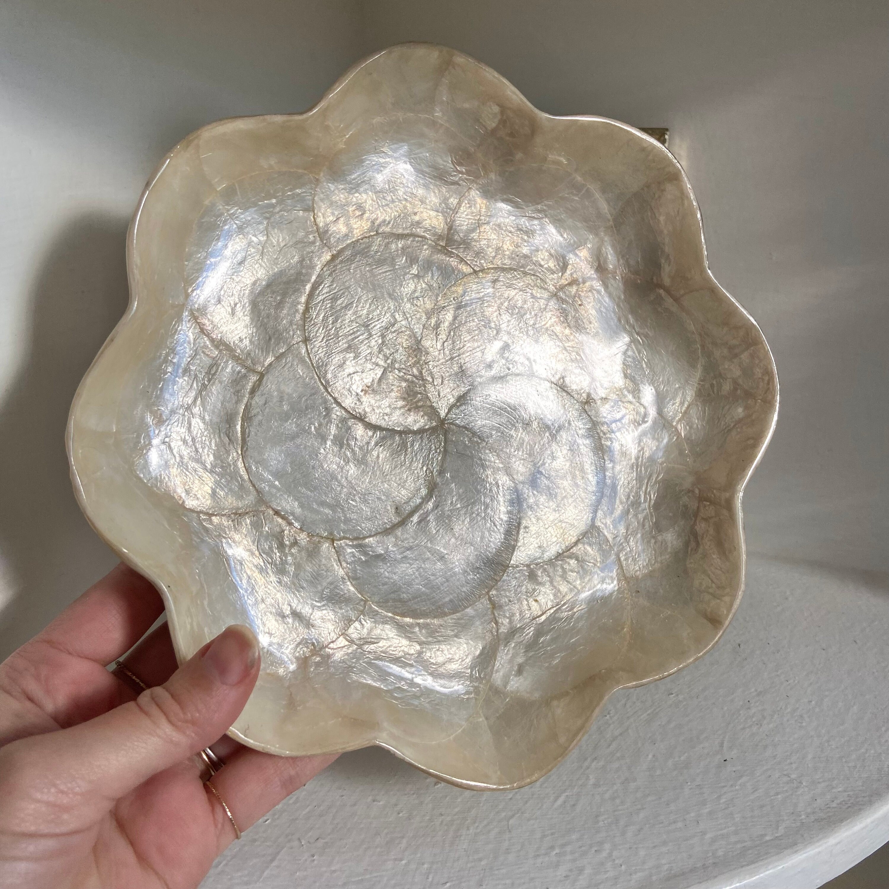 Vintage Capiz Shell Scalloped Edge Trinket/jewelry Tray - Etsy