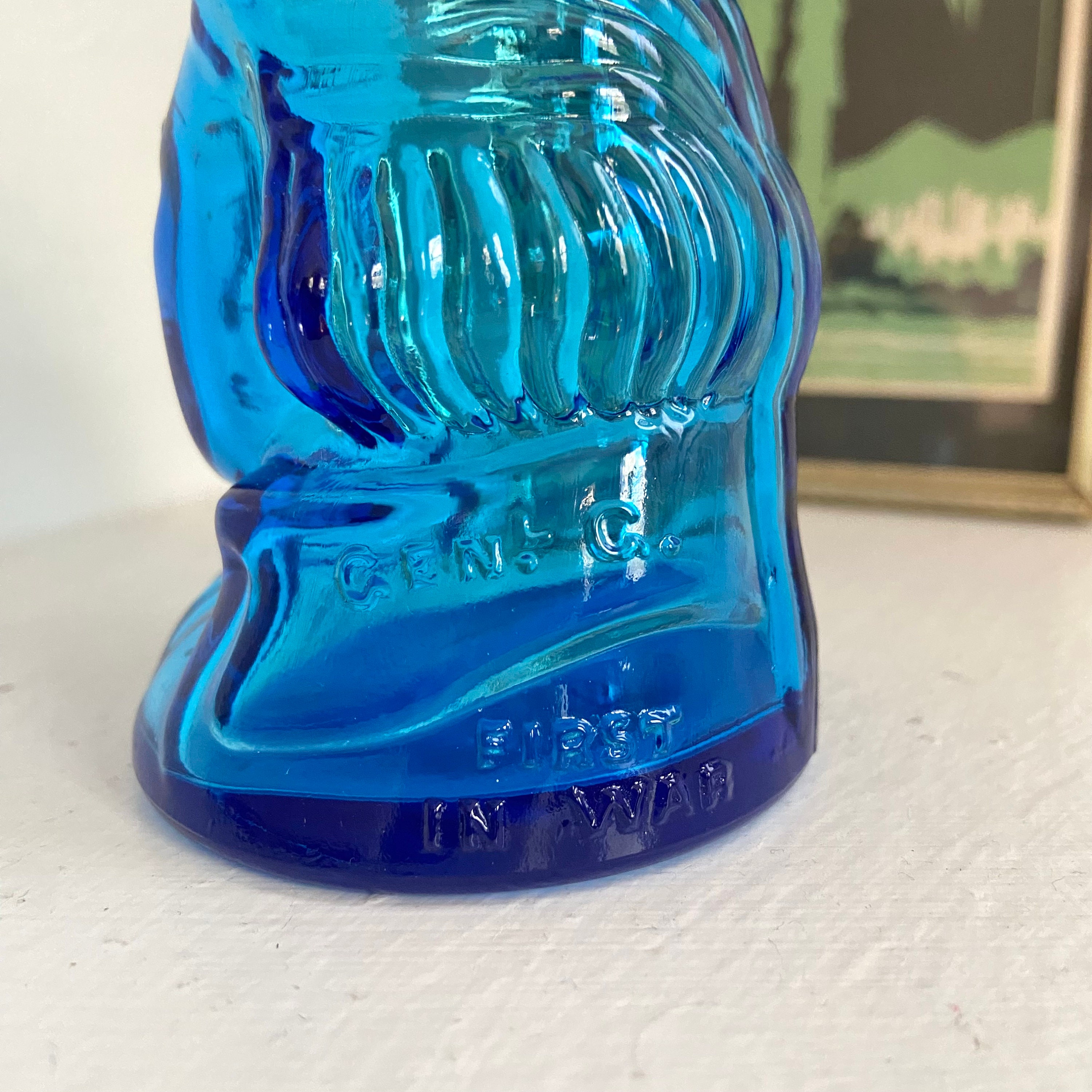 Vintage Wheaton George Washington Blue Glass Bust Bottle Bud Vase - Etsy