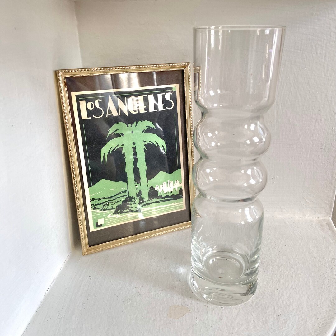Vintage MCM Clear Glass Bubble Vase | Pillar Vase - Etsy