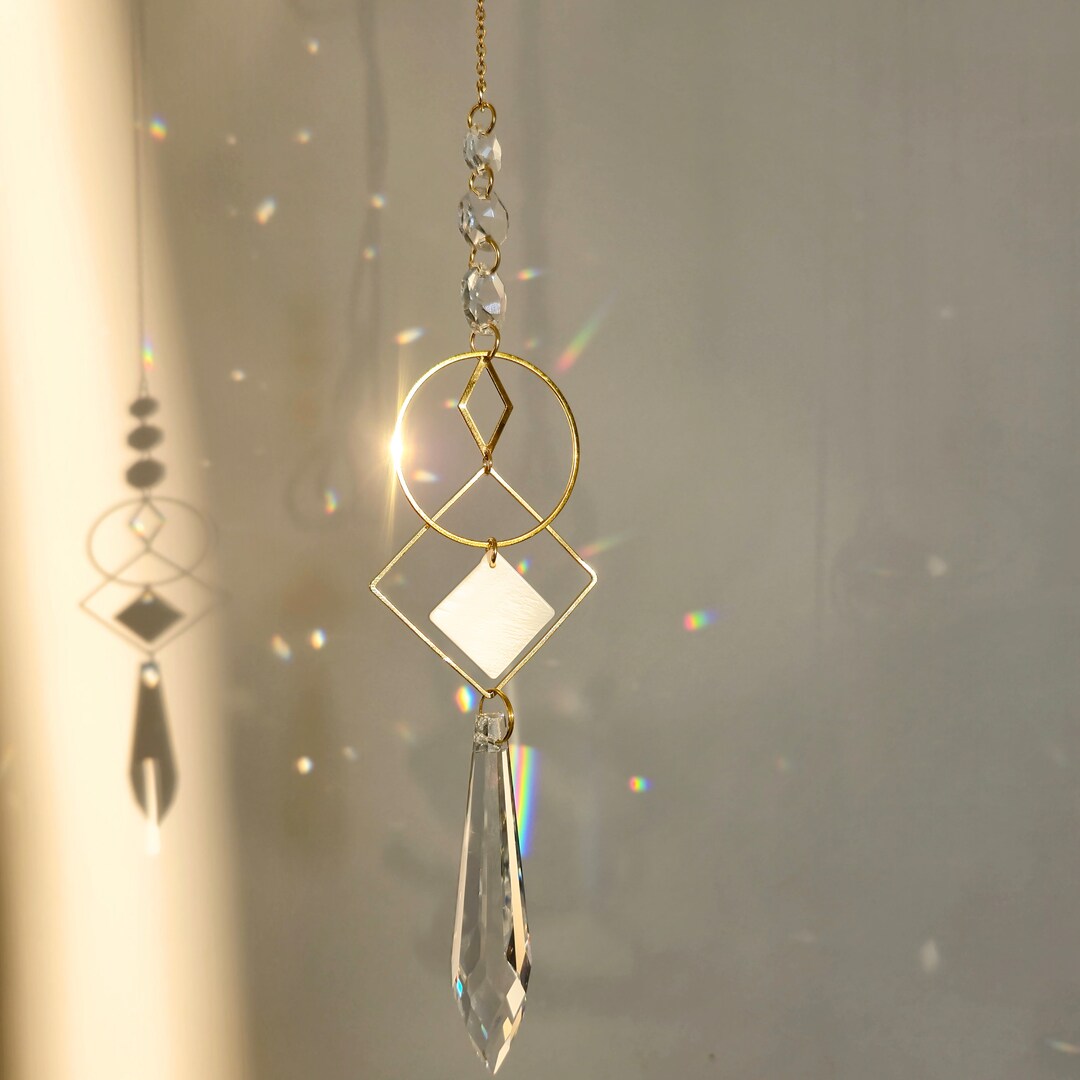 Geometric Suncatcher Feng Shui Crystal and Natural Mother of Pearl ...