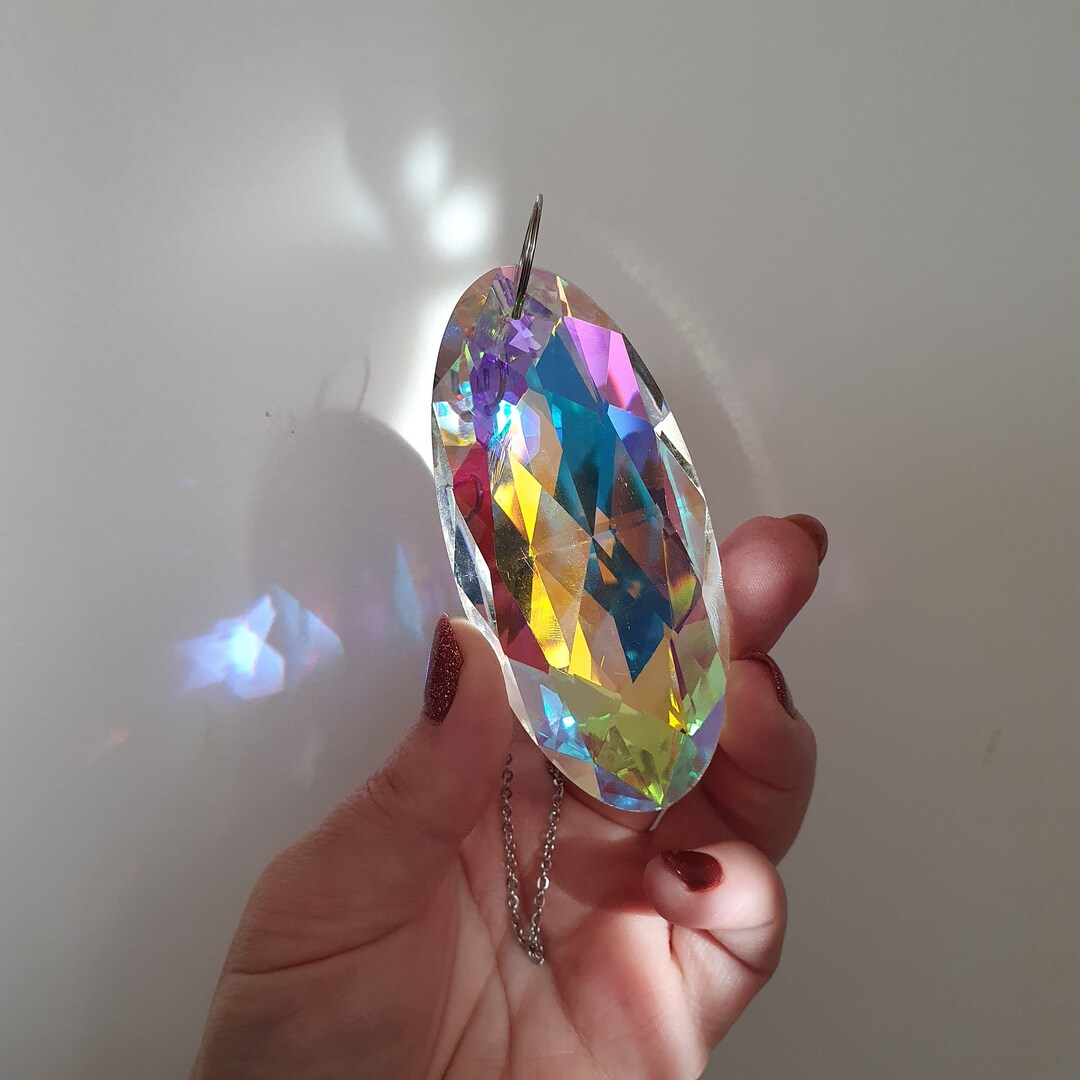 Aurora Borealis Crystal Solar Prism Large XXL Oval Shaped Suncatcher 90 ...