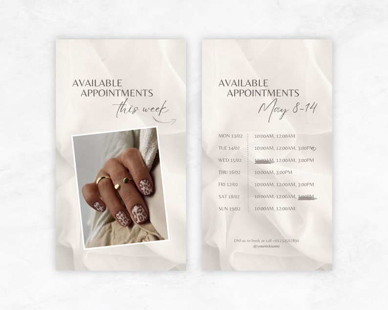 Instagram Story Calendar Template: Nail & Lash Tech Appointments ...