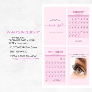 Lash Tech Calendar Digital Lash Tech Booking Monthly - Etsy