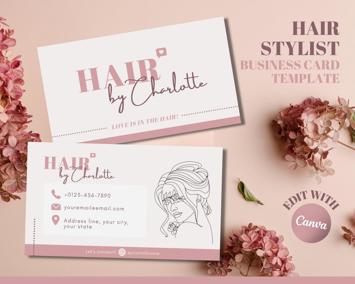 Hair Business Card Template Hair Stylist DIY Business Card - Etsy