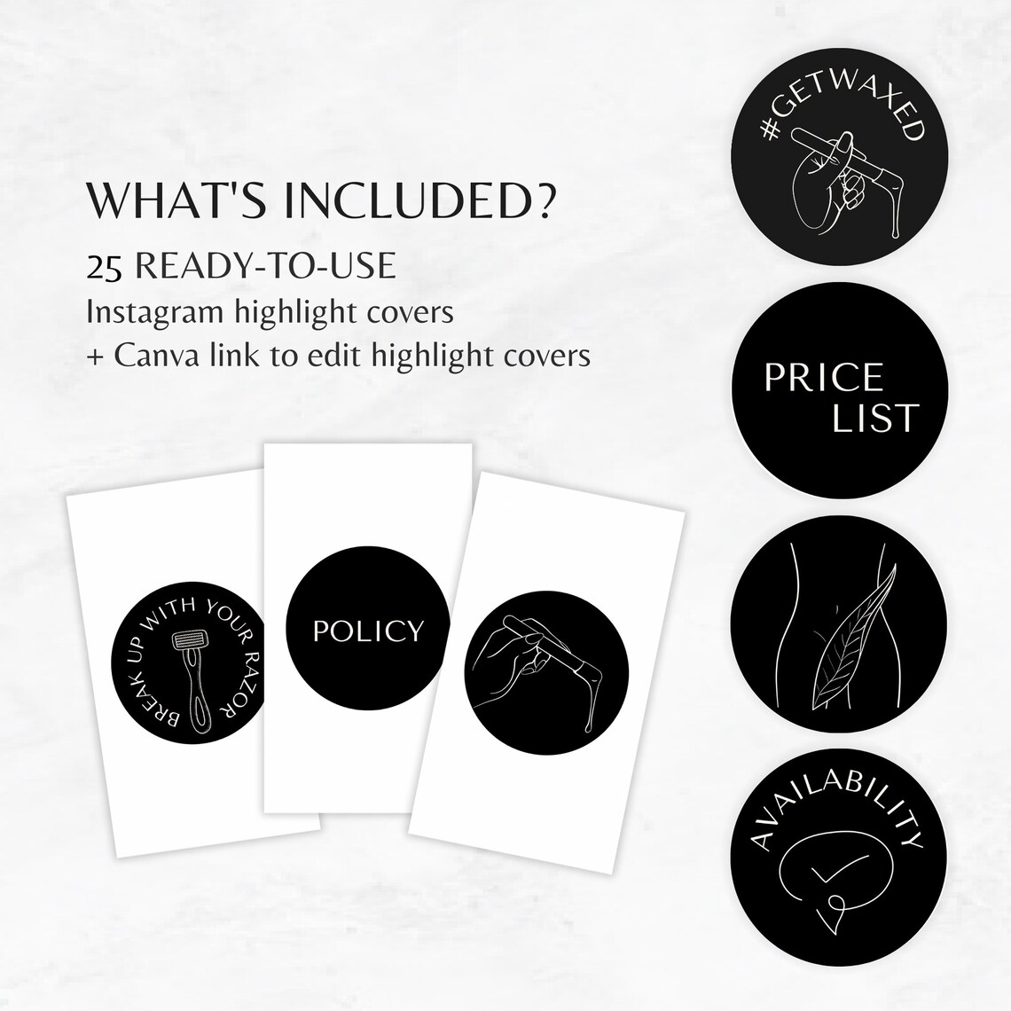 Waxing Instagram Story Highlight Covers, Hair Removal Instagram Icons ...