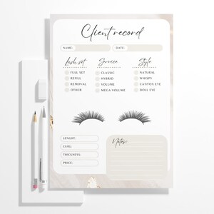 Client Record Form Printable, Lash Tech Client Records, Client Intake ...