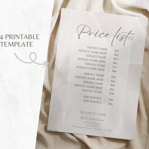 Price List Template, Editable Price List Sign Template, Scan to Pay ...