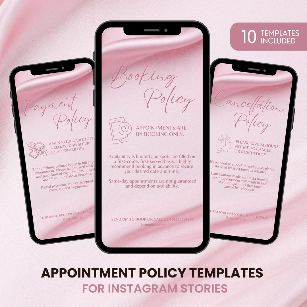 Instagram Story Booking Policy Templates, Pink Silk Policies Template ...