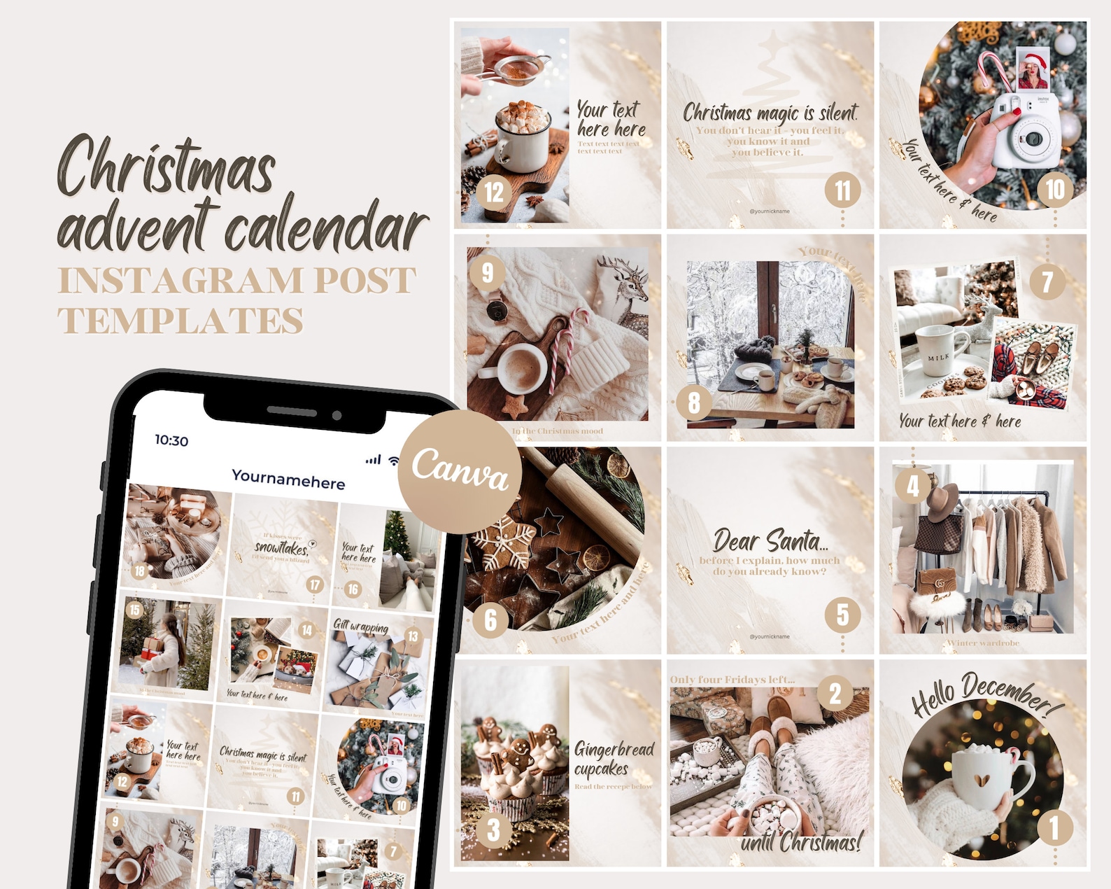Christmas Instagram Post Template Advent Calendar Instagram - Etsy
