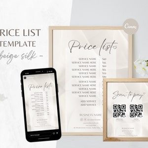Price List Template, Editable Price List Sign Template, Scan to Pay ...