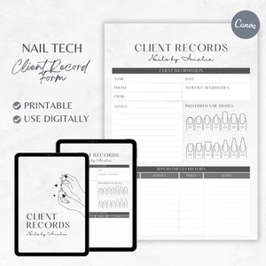 Client Record Form Printable, Nail Tech Client Records, Client Intake ...