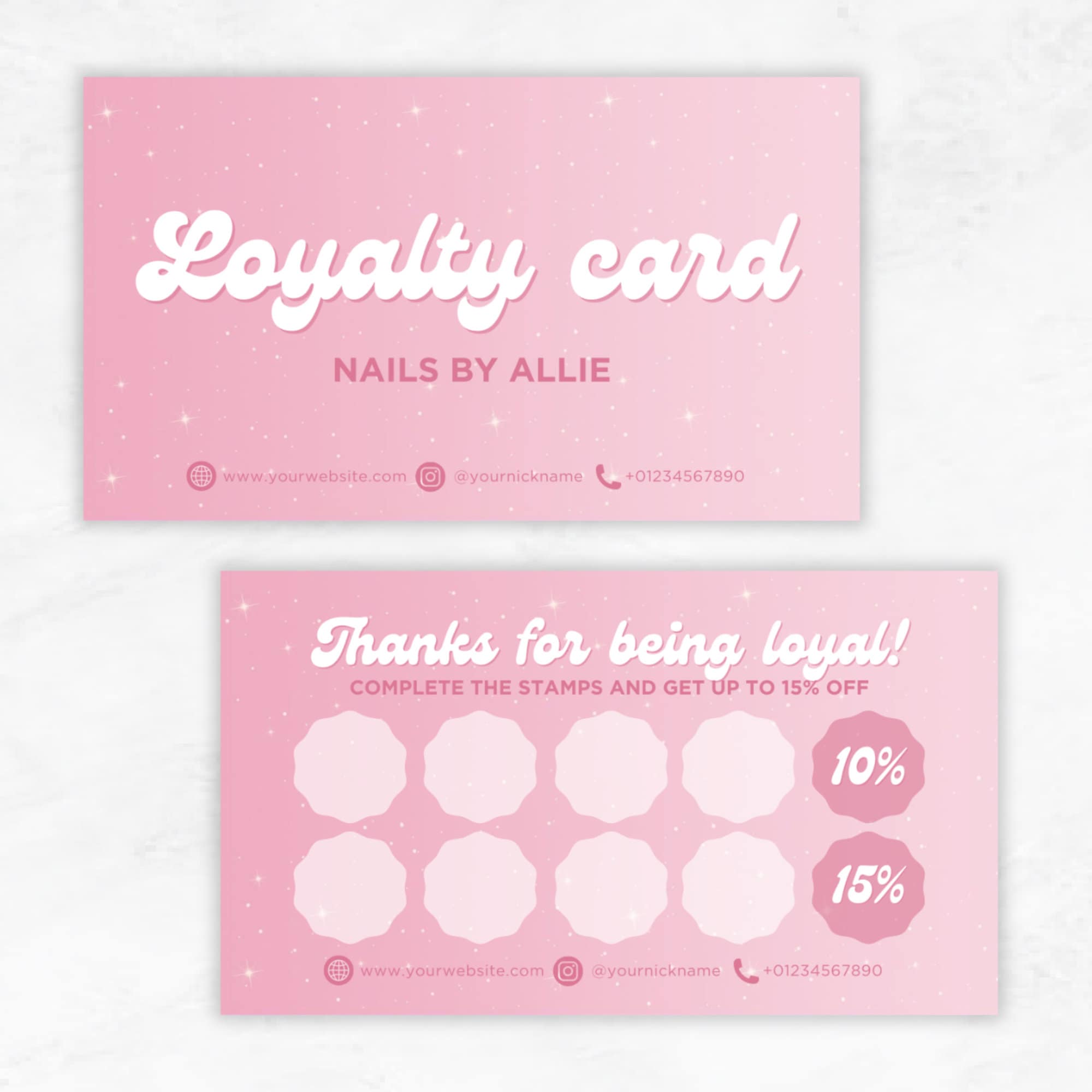 Loyalty Cards Nails Template, Pink Sparkle Client Loyalty Card Lash ...