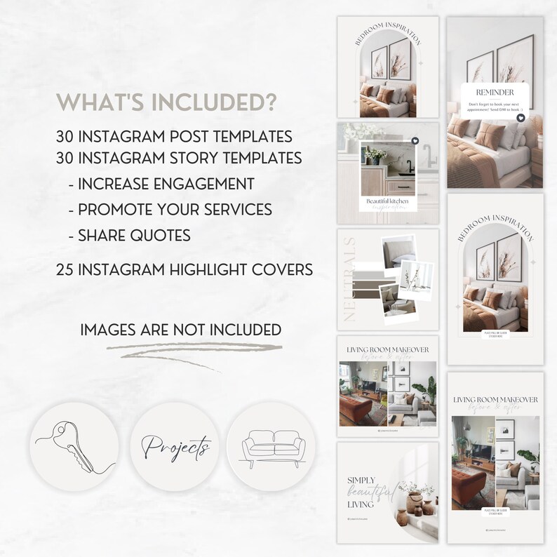 Interior Design Instagram Bundle Instagram Templates for - Etsy