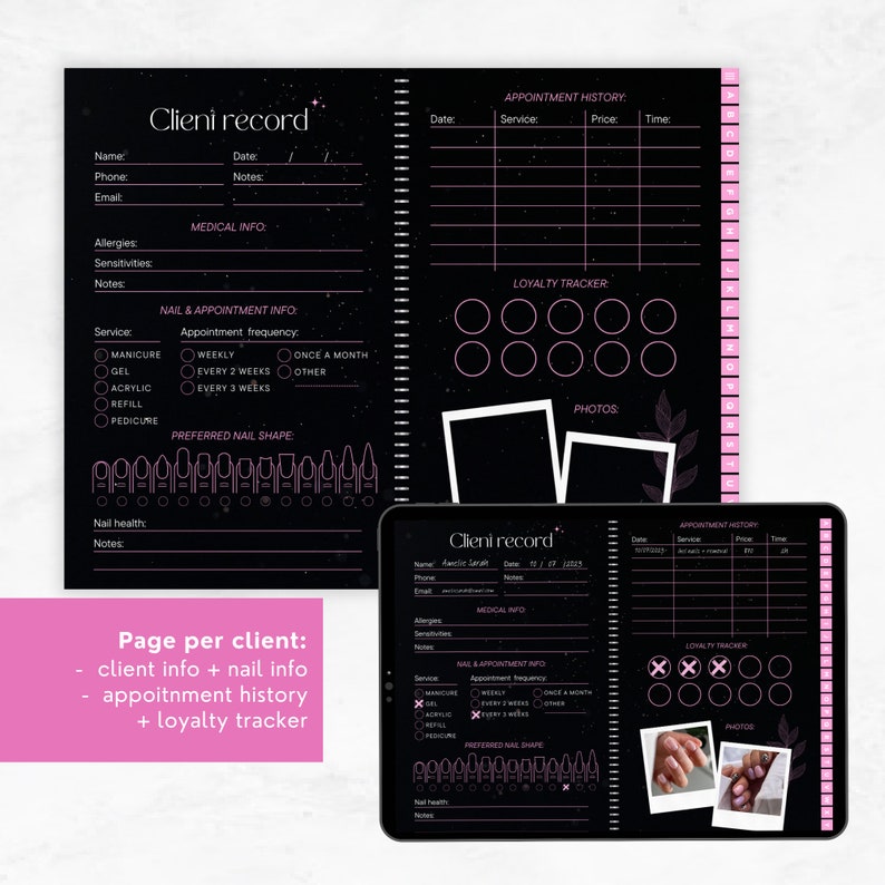 Digital Client Record Book Nail Tech Client Records - Etsy UK