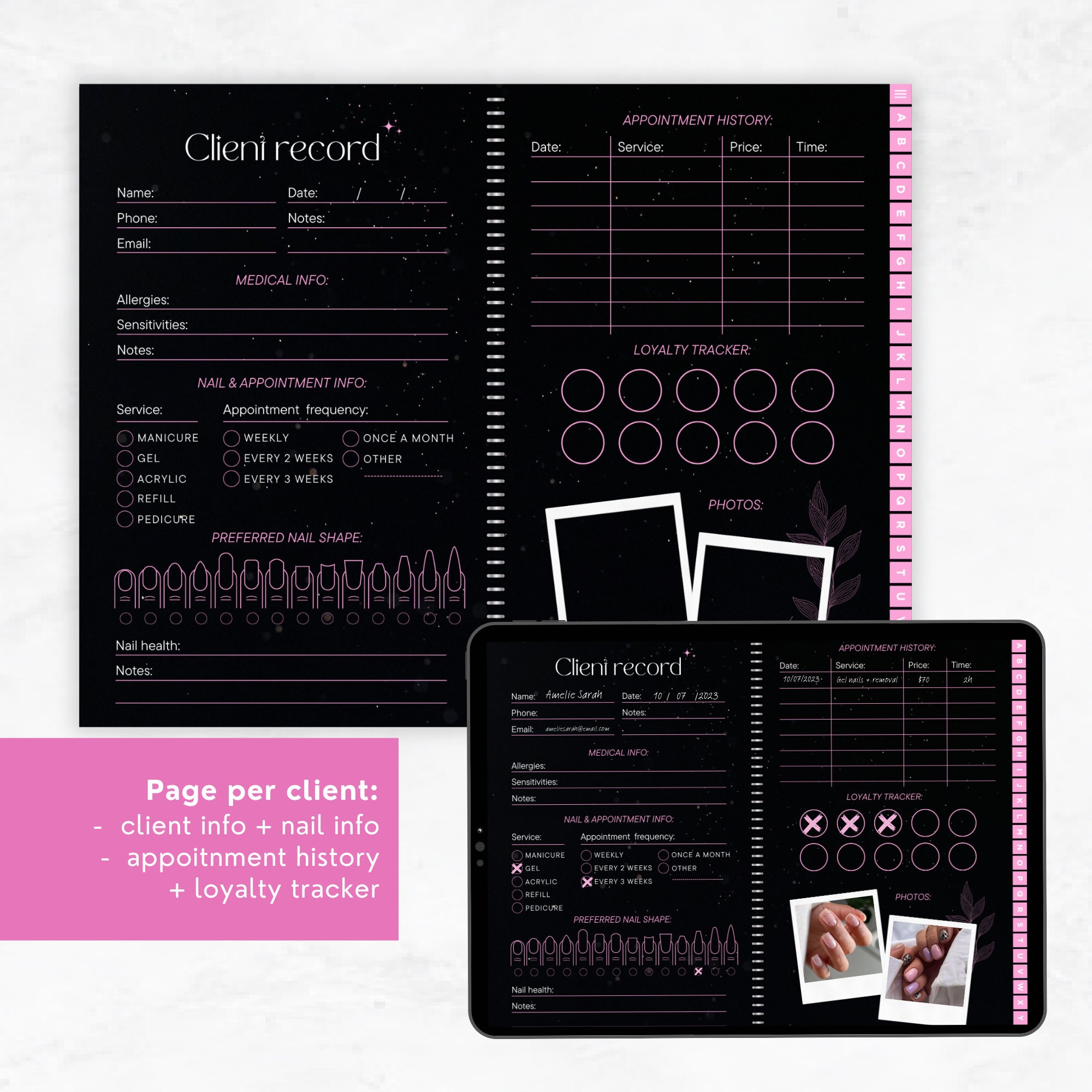 Digital Client Record Book Nail Tech Client Records - Etsy UK
