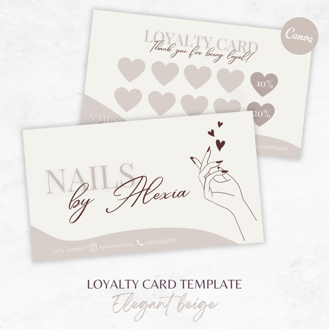 Loyalty Card Template Nails, Nail Tech Loyalty Card, Reward Card ...