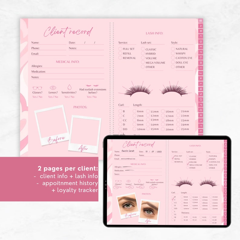 Digital Lash Tech Client Record Book: Hyperlinked Planner (goodnotes ...