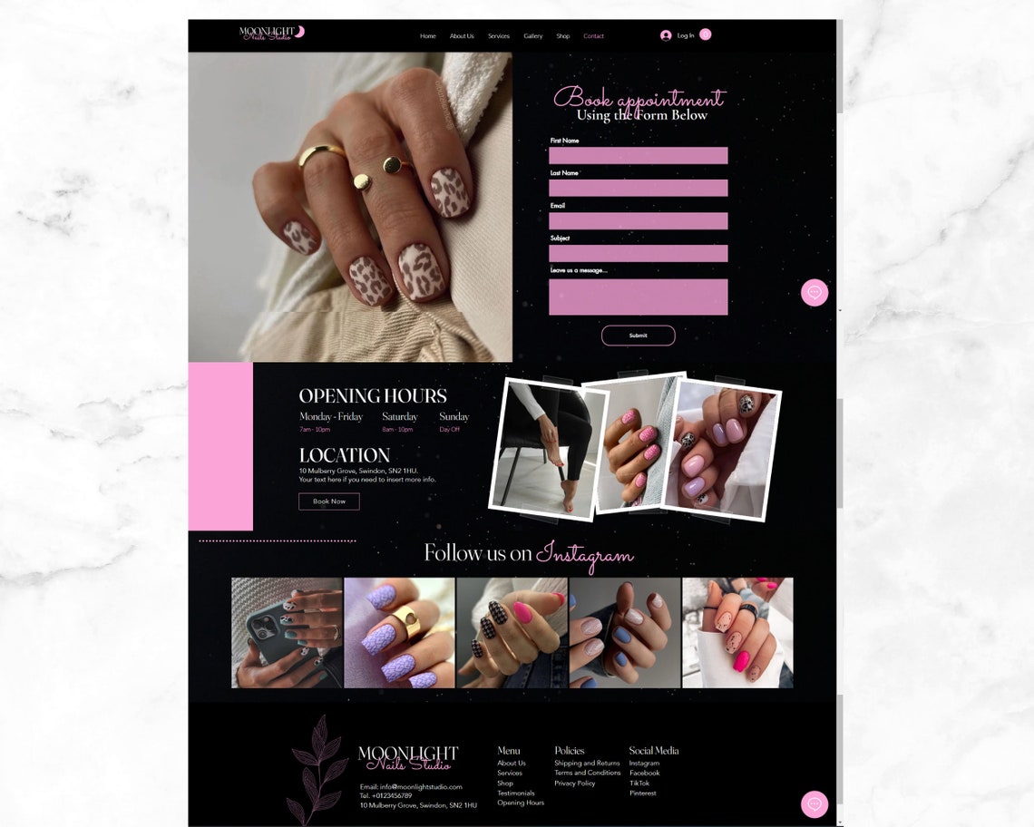 Nail Tech Website Wix Template Nail Salon Website Template - Etsy