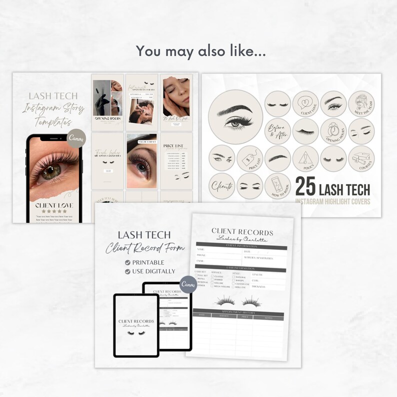 Lash Tech Instagram Post Templates: Beige Social Media Canva (digital ...
