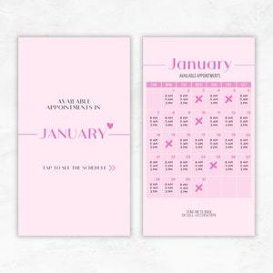 Lash Tech Calendar, Digital Lash Tech Booking, Monthly Availability ...