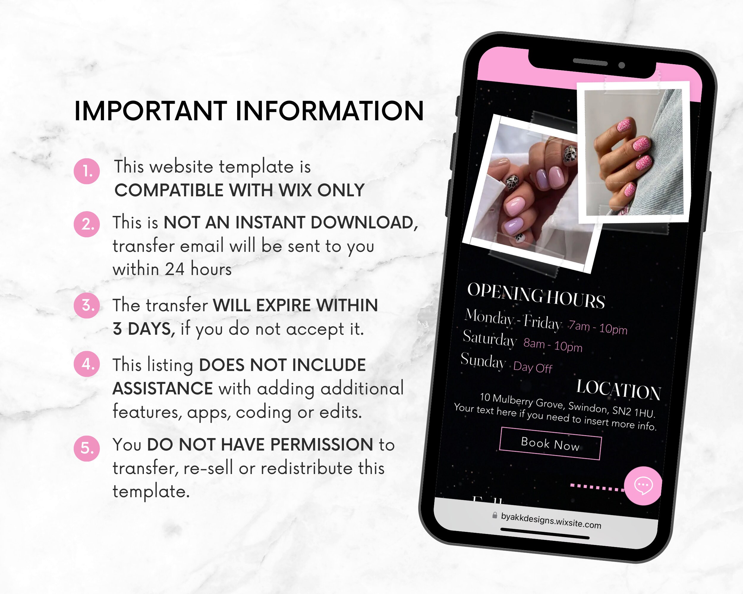 Nail Tech Website Wix Template Nail Salon Website Template - Etsy