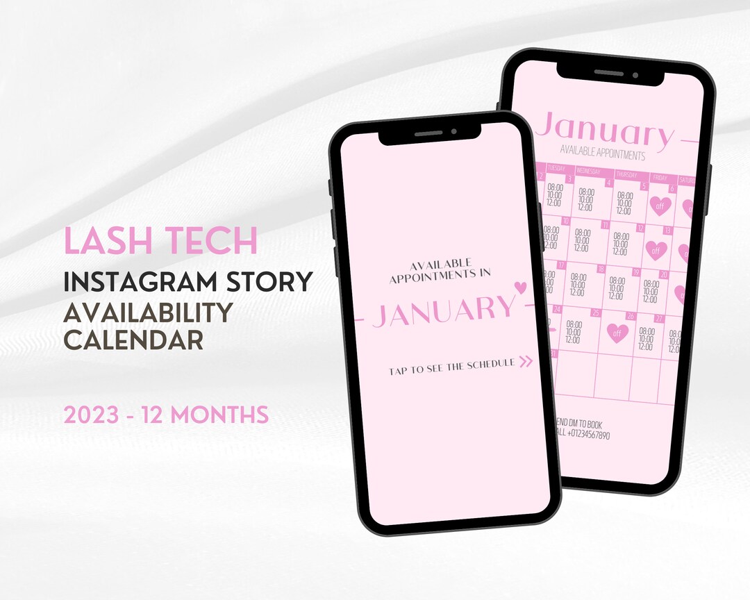 Lash Tech Calendar Digital Lash Tech Booking Instagram - Etsy