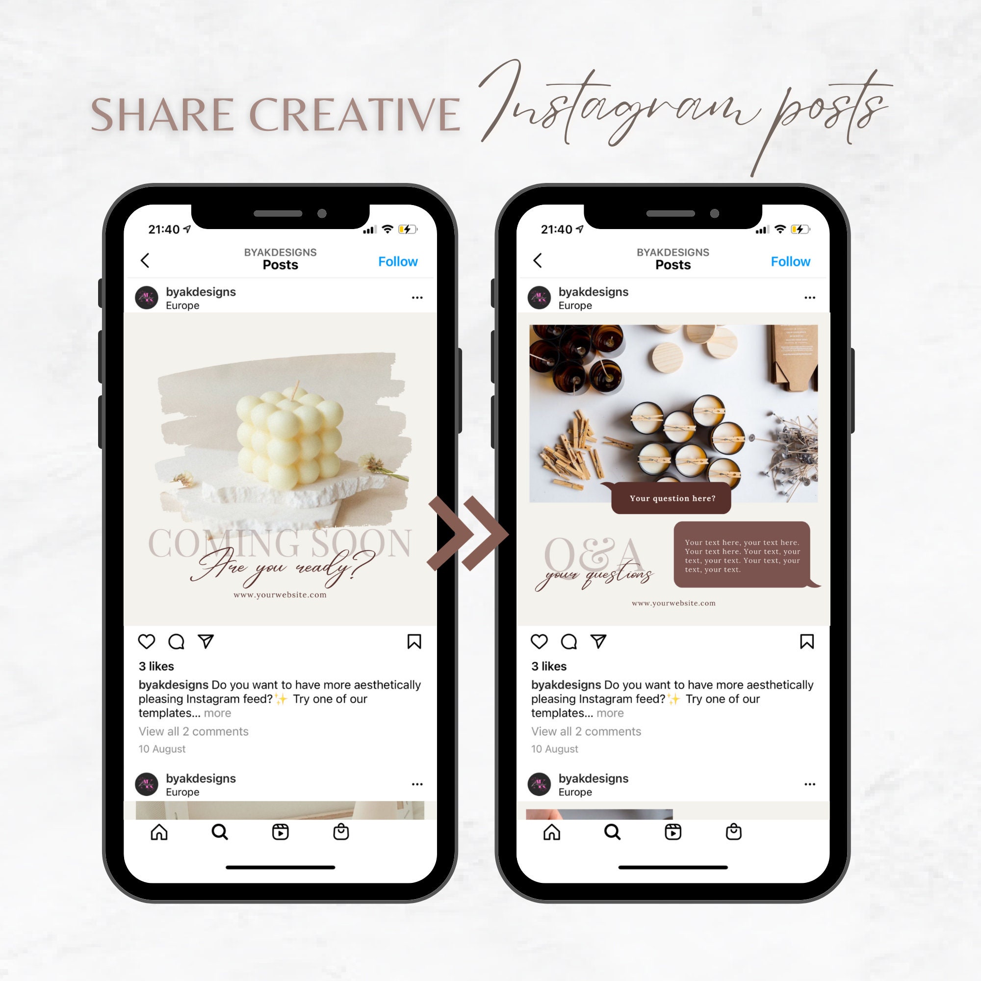 Candle Business Instagram Branding, Candle Instagram Template, Candle ...