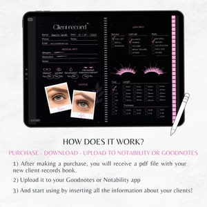 Digital Client Record Book, Lash Tech Client Records, Goodnotes Lash ...