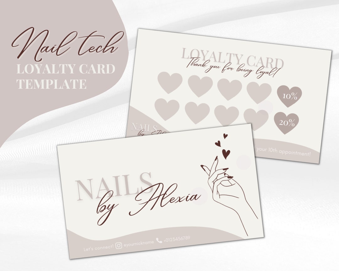 Loyalty Card Template Nails Nail Tech Loyalty Card Reward - Etsy