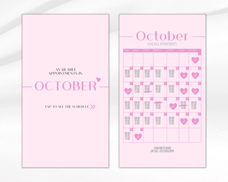 Lash Tech Calendar Digital Lash Tech Booking Instagram - Etsy