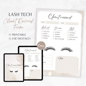 Client Record Form Printable, Lash Tech Client Records, Client Intake ...