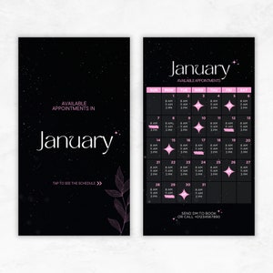 Lash Tech Appointment Calendar, Instagram Story Calendar Template ...