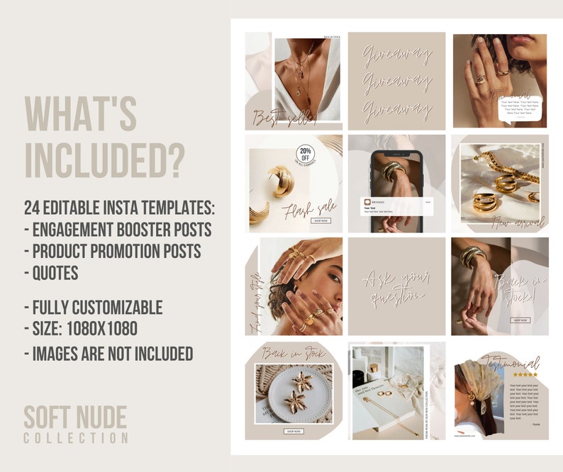 Jewelry Business Instagram Template, E-commerce Canva Templates ...