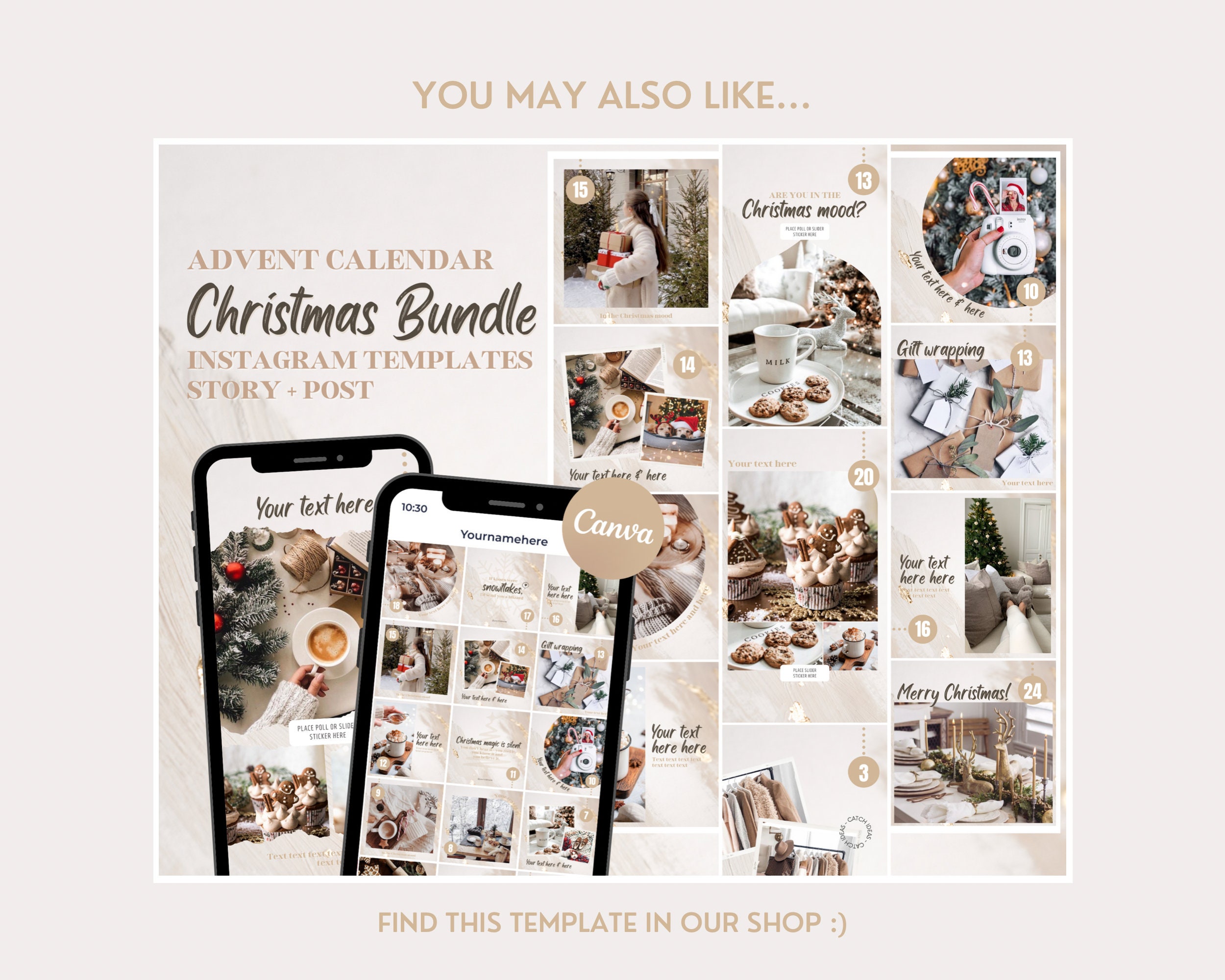 Christmas Instagram Bundle Red, Instagram Template Advent Calendar ...