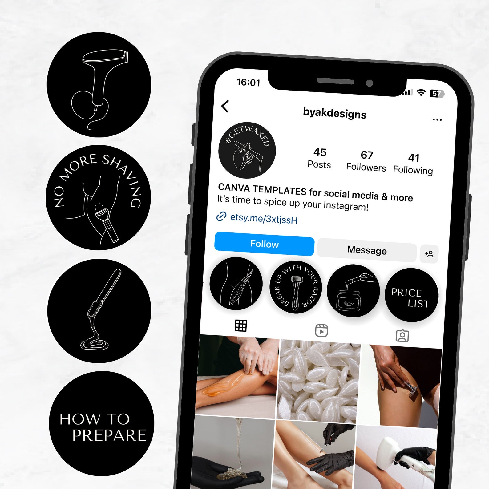 Waxing Instagram Story Highlight Covers, Hair Removal Instagram Icons ...