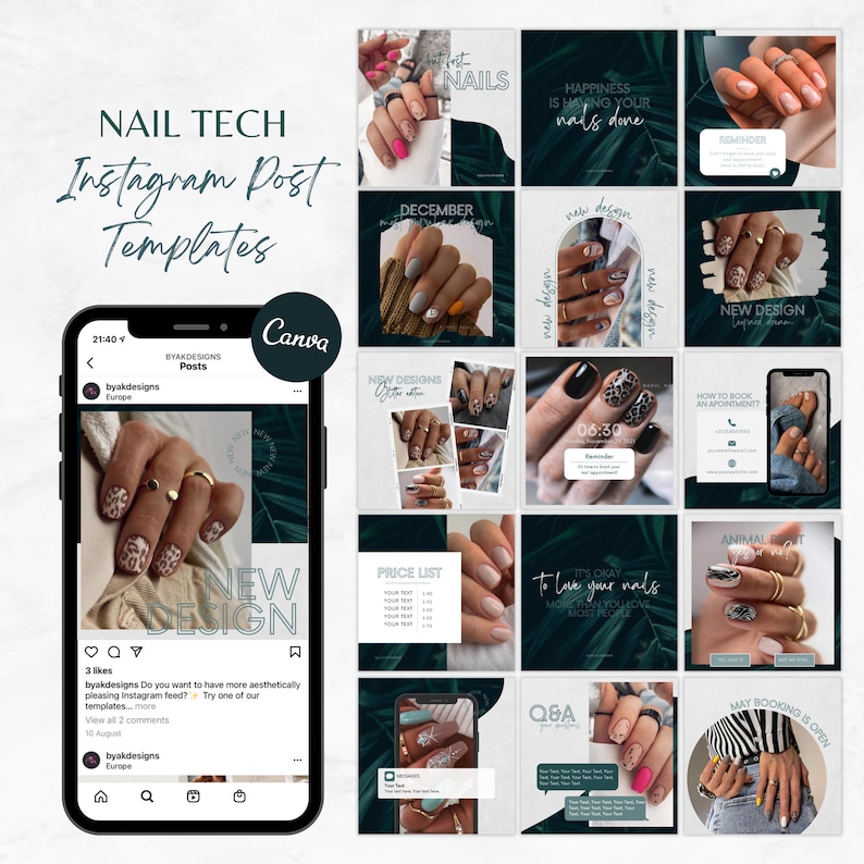 Nail Tech Instagram Posts, Nail Instagram Template Tropical, Nails ...