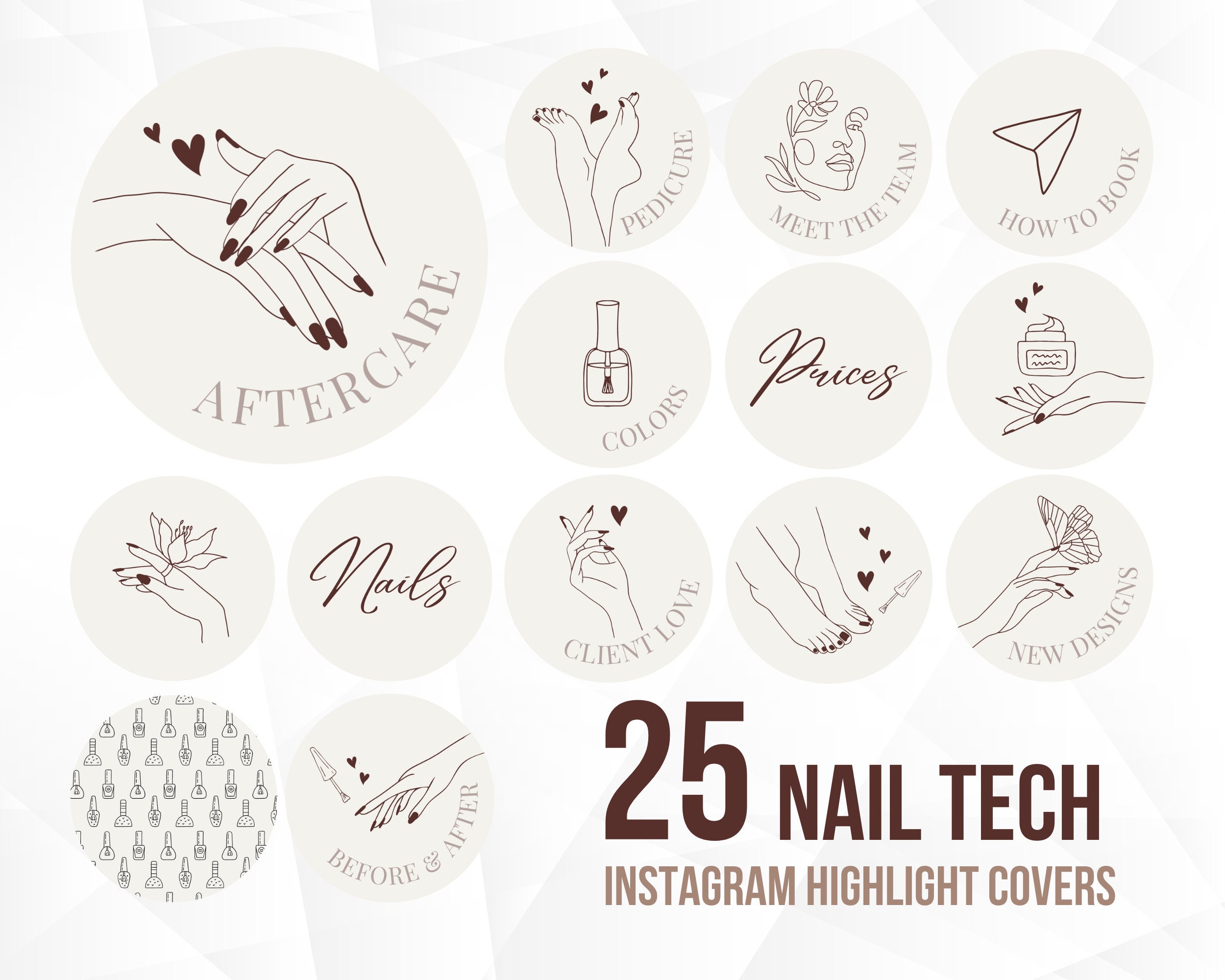 Nail Tech Instagram Highlight Covers: Elegant Icons (25 PNG Files) - Etsy