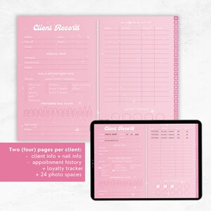 Nail Tech Client Record Book, Pink Sparkle Nail Tech Planner, Goodnotes ...