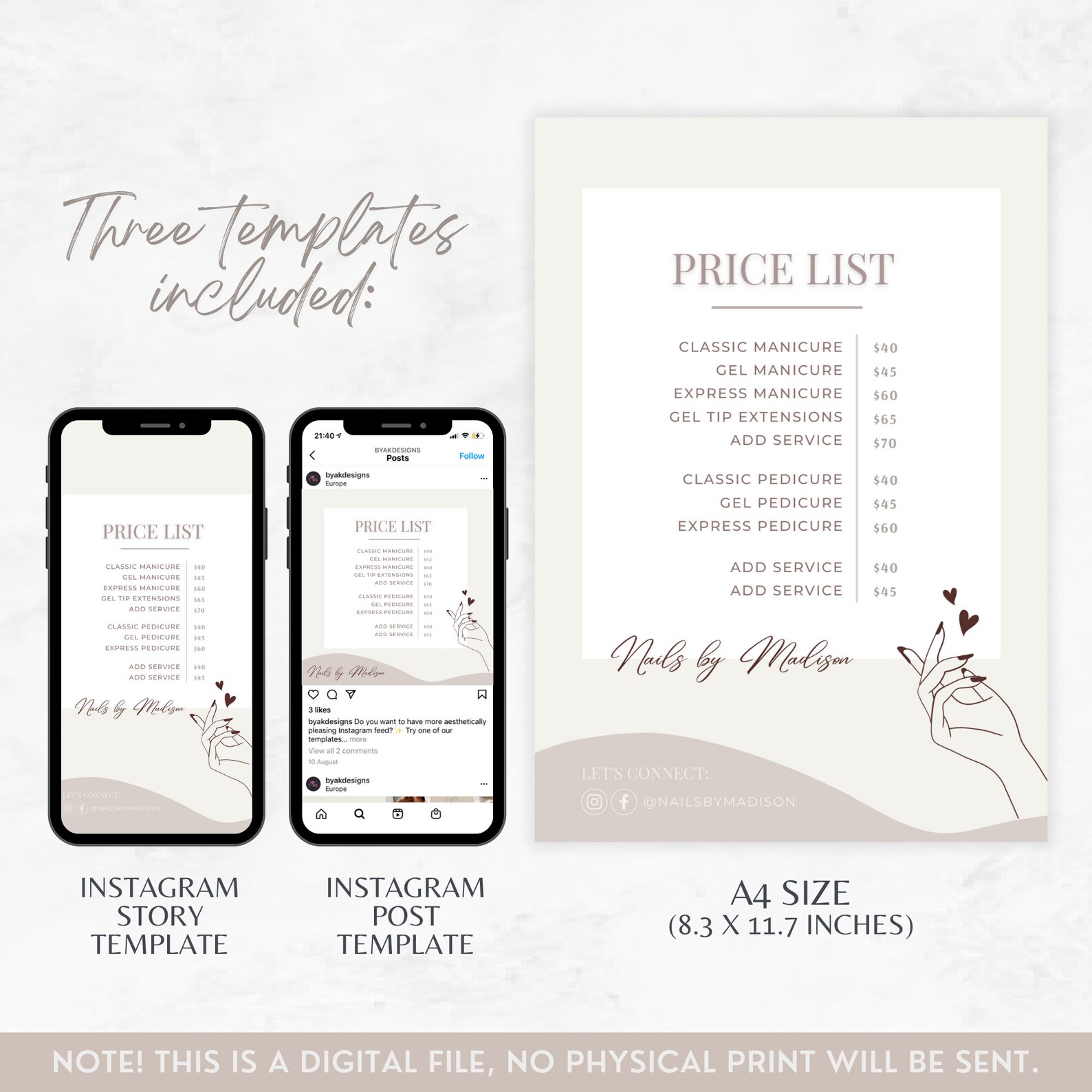 Nail Tech Price List, Canva Template Price List, Elegant Price List ...