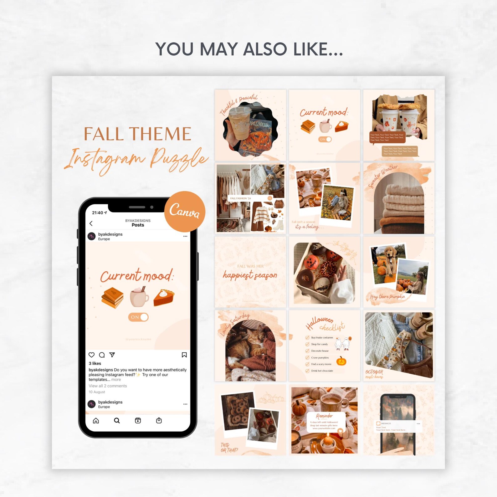 Fall Instagram Post & Story Templates: Cozy Autumn Theme (canva) - Etsy