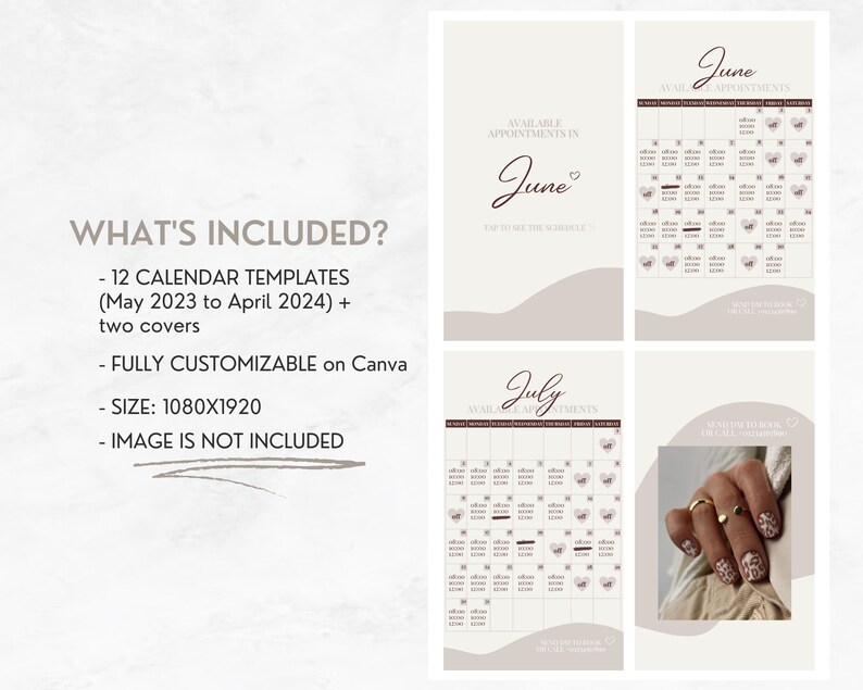 Nail Tech Instagram Story Calendar Appointments Available - Etsy