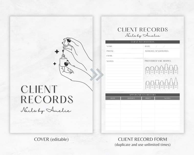 Client Record Form Printable, Nail Tech Client Records, Client Intake ...