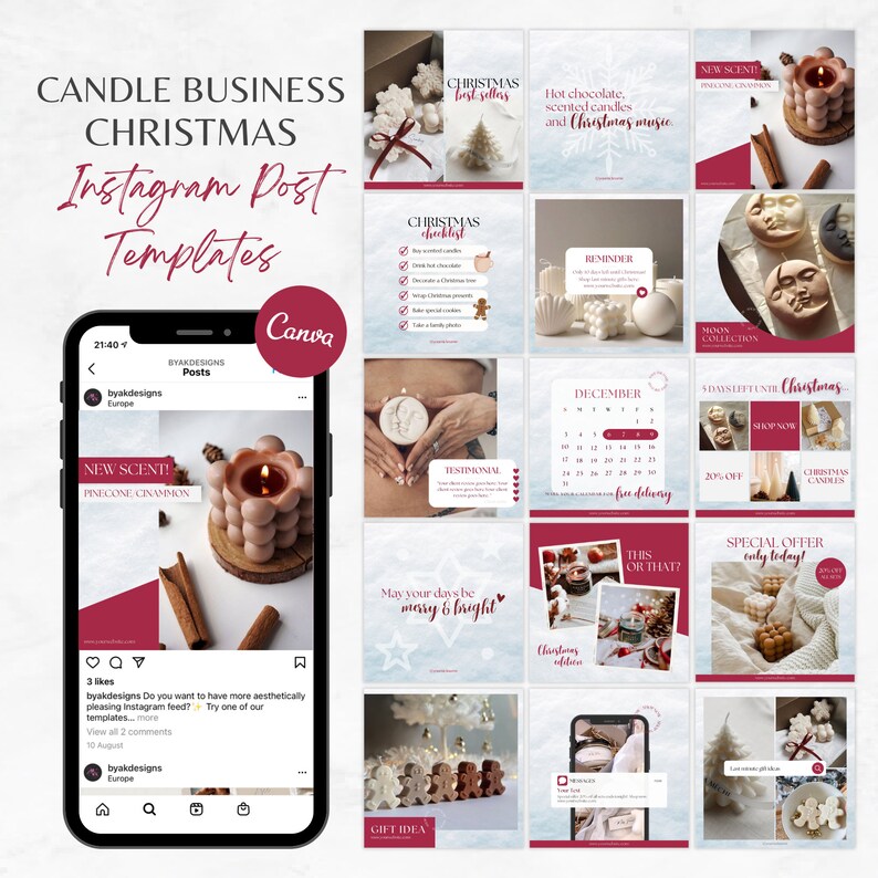 Candle Instagram Christmas Template, Candle Business Instagram Post ...