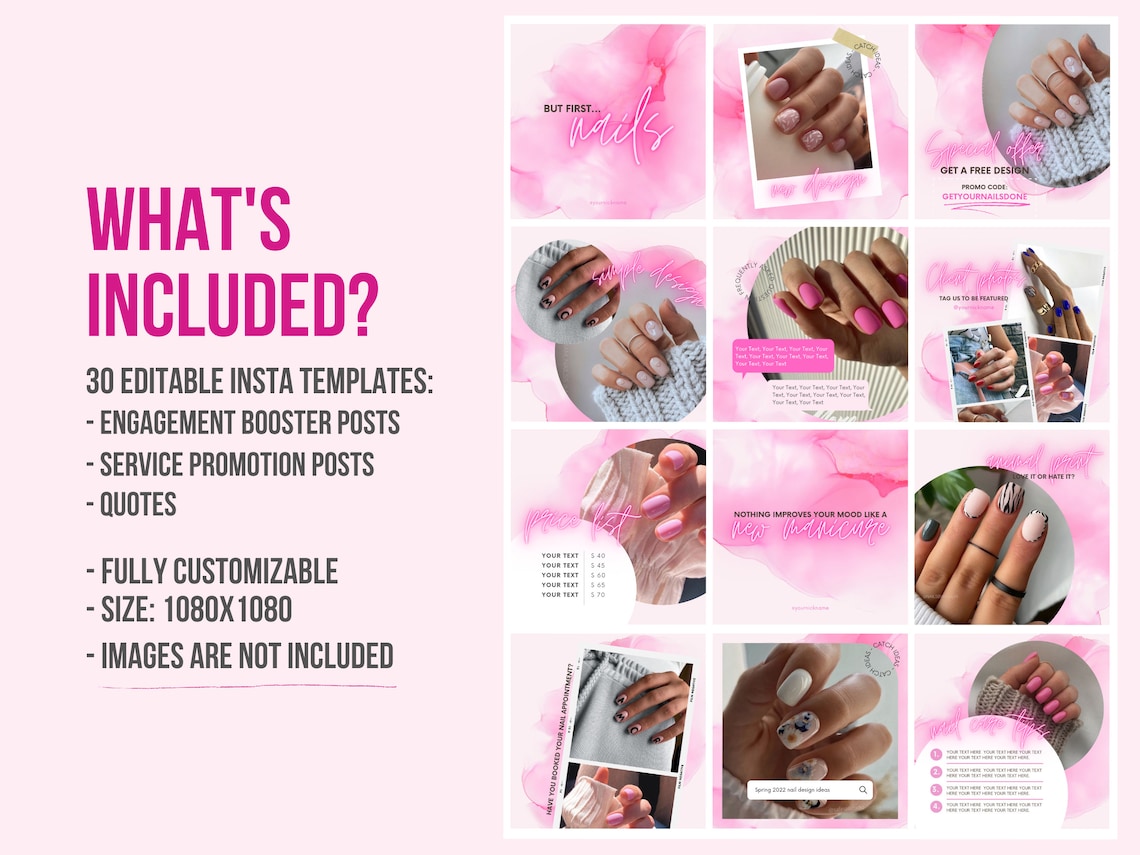 Nail Tech Instagram Post Nail Instagram Template Nail Salon - Etsy