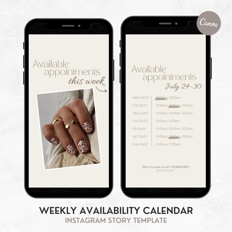Weekly Availability Beige Template, Instagram Story Availability ...