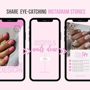 Pink Nail Tech Story Template, Nails Instagram Post Templates, Social ...