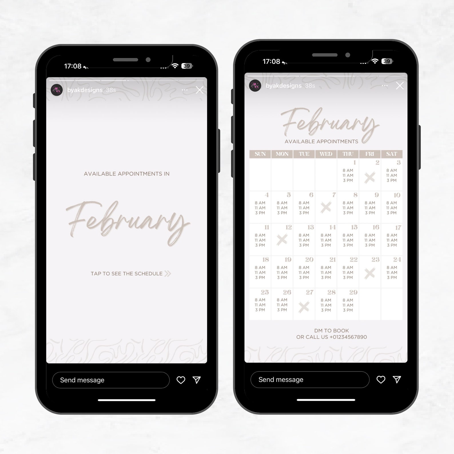 Monthly Availability Calendar Instagram, Instagram Story Calendar ...